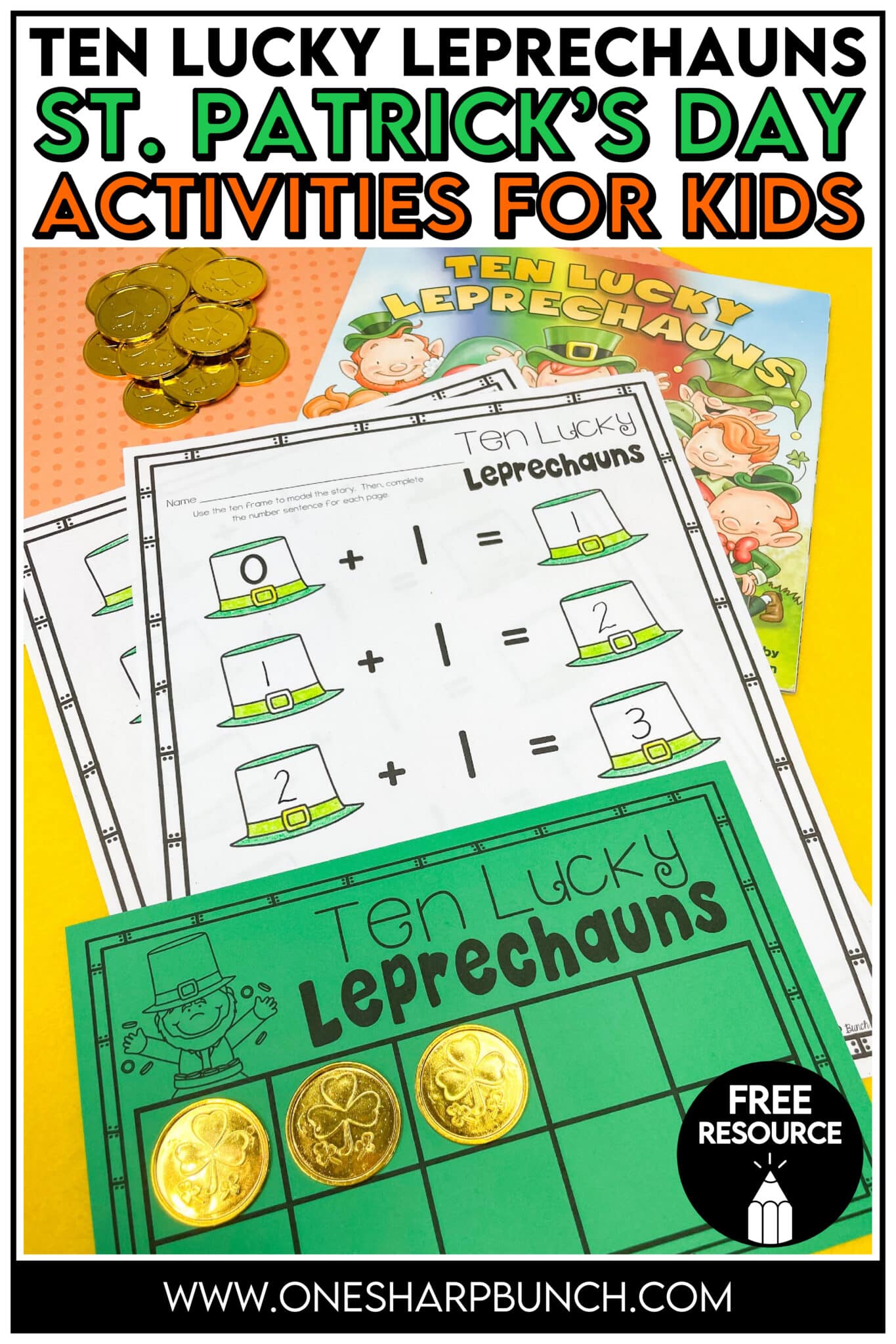 St. Patrick's Day Activities: Ten Lucky Leprechauns Addition FREEBIE