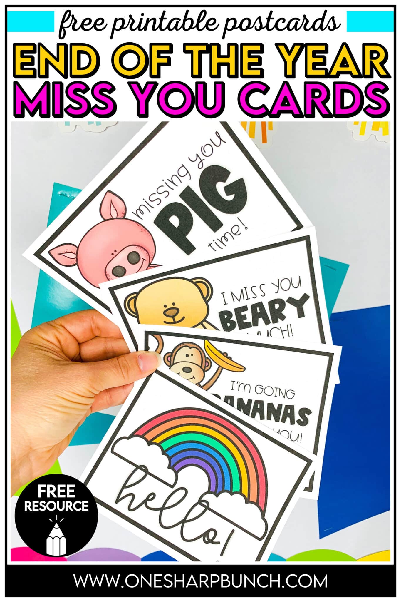 8 Free Miss You Cards for Kids - One Sharp Bunch