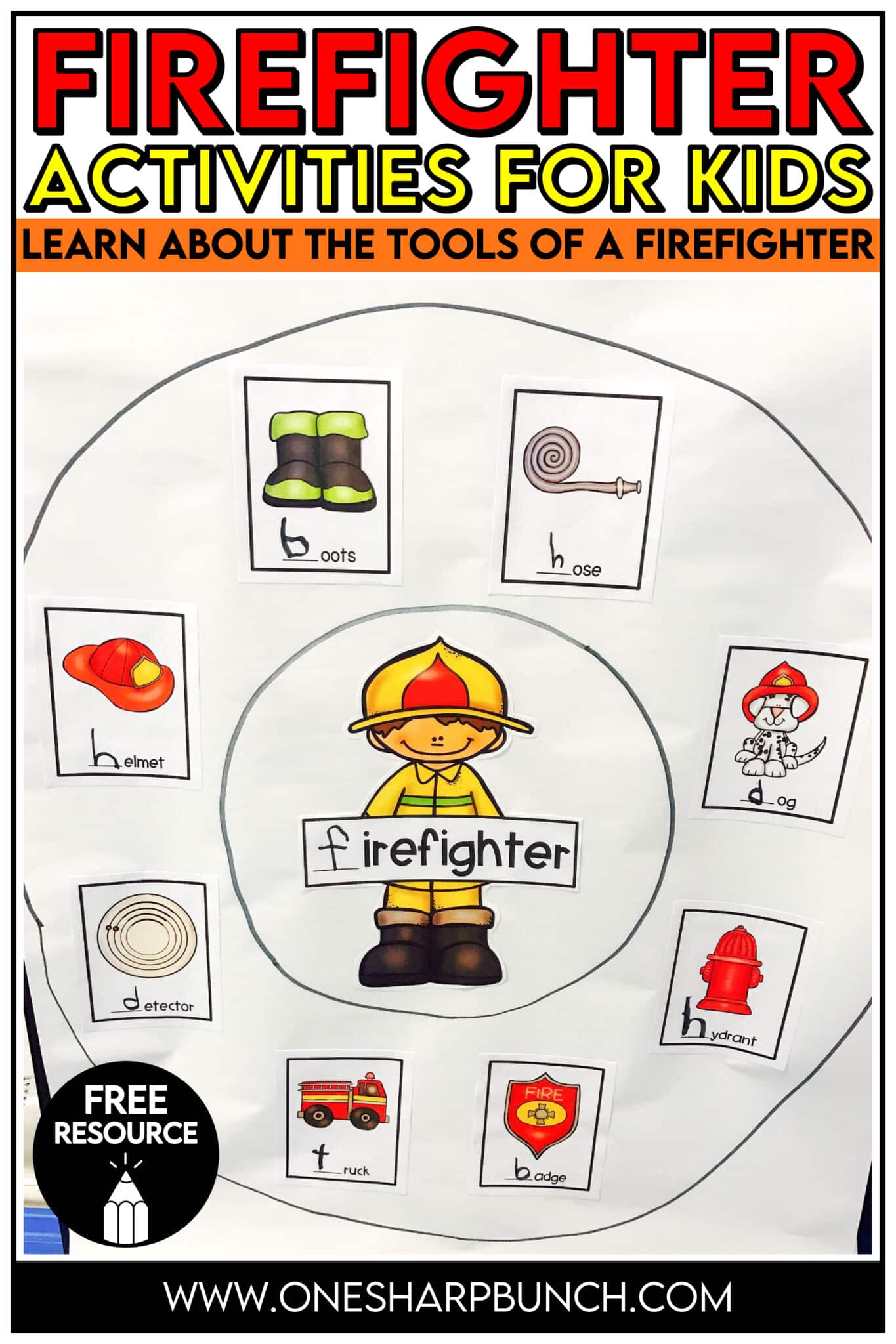 Firefighter Poem and Free Firefighter Circle Map - One Sharp Bunch
