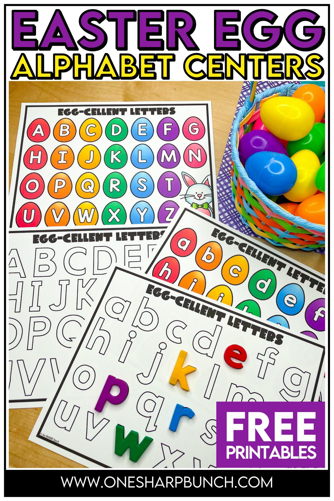 Easter Egg Alphabet Centers with Magnetic Letters - One Sharp Bunch