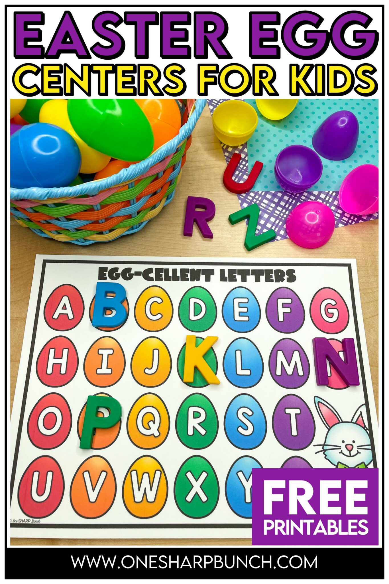 Easter Egg Alphabet Centers with Magnetic Letters - One Sharp Bunch