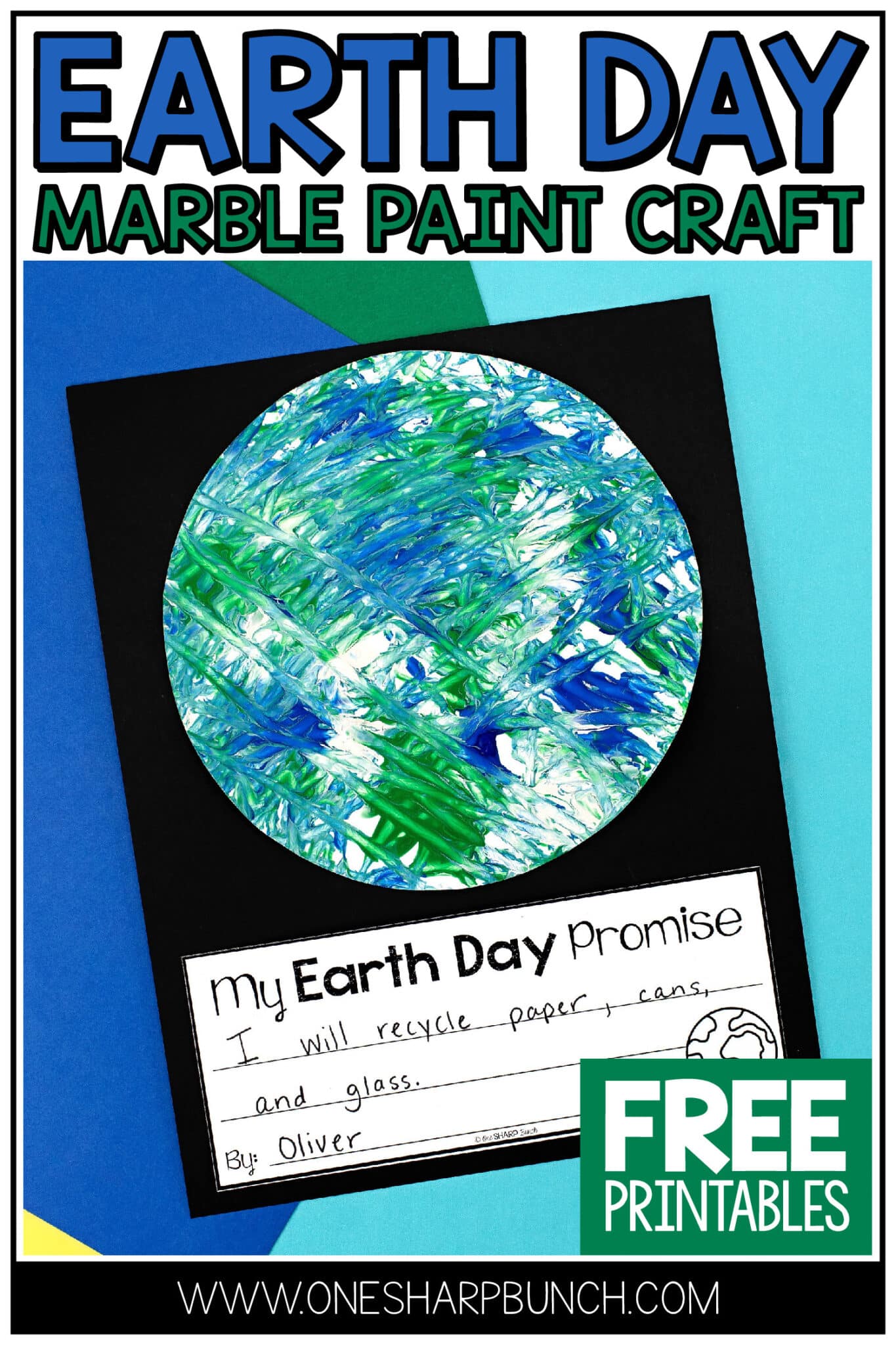 Marble Painted Earth Day Craft and Writing Prompt - One Sharp Bunch