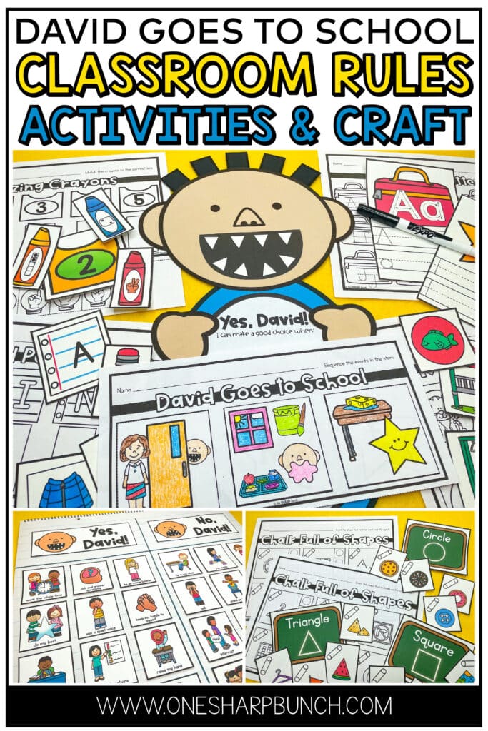 David Goes to School Activities and Craft - One Sharp Bunch