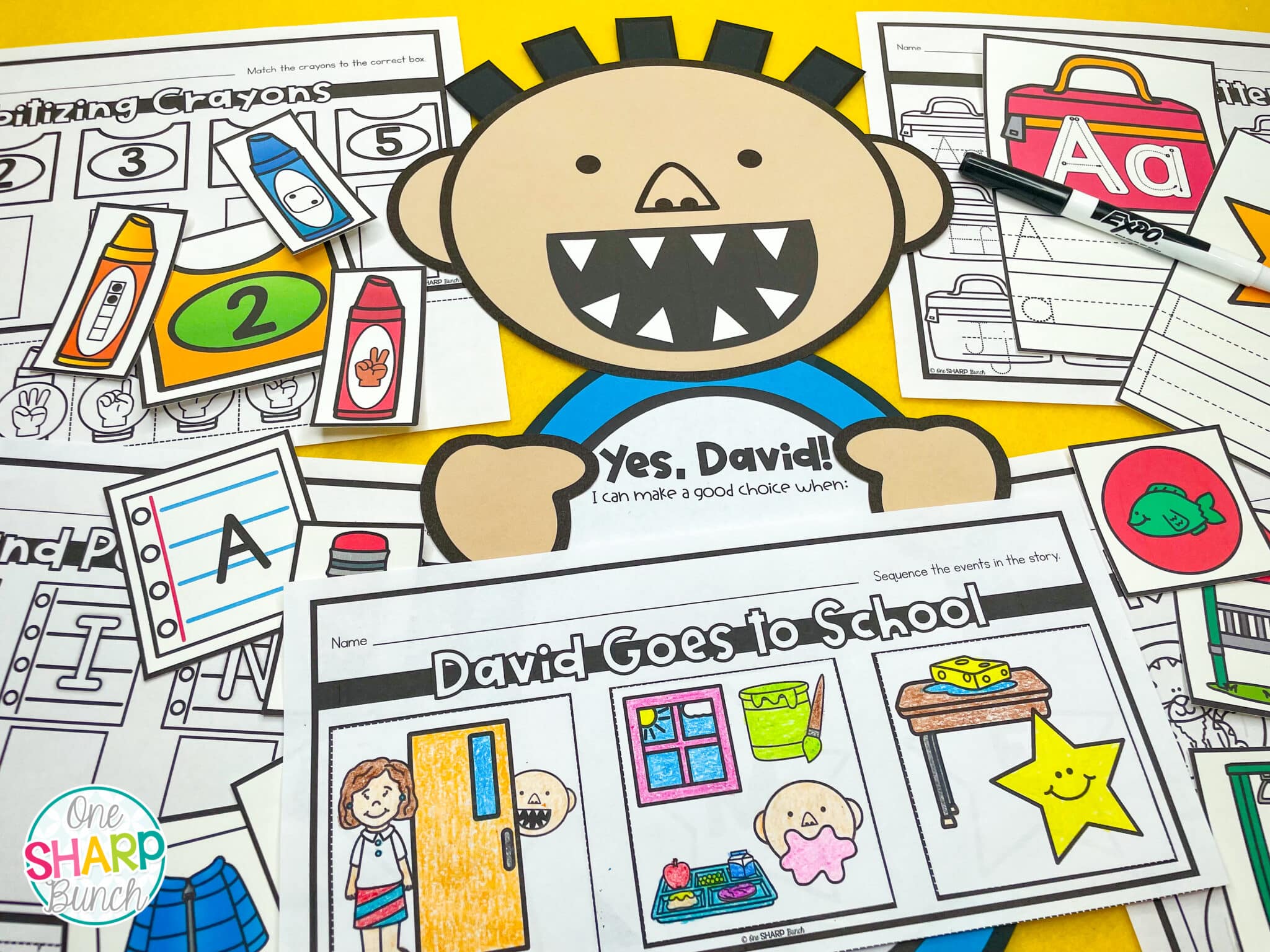 David Goes to School Activities and Craft - One Sharp Bunch