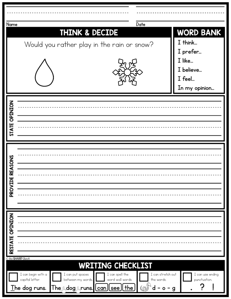 Digital & Printable Opinion Writing Prompts Writing Center - One Sharp ...