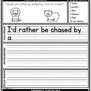 Digital & Printable Opinion Writing Prompts Writing Center - One Sharp ...