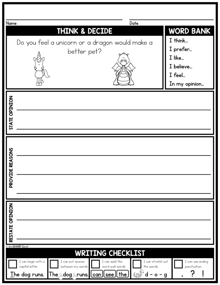 Digital & Printable Opinion Writing Prompts Writing Center - One Sharp ...