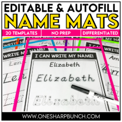 Editable Name Writing Practice Activities - One Sharp Bunch