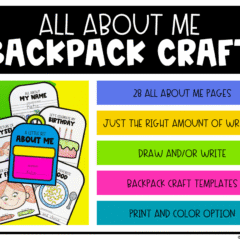 All About Me Back to School Backpack Craft and Writing Activities ...