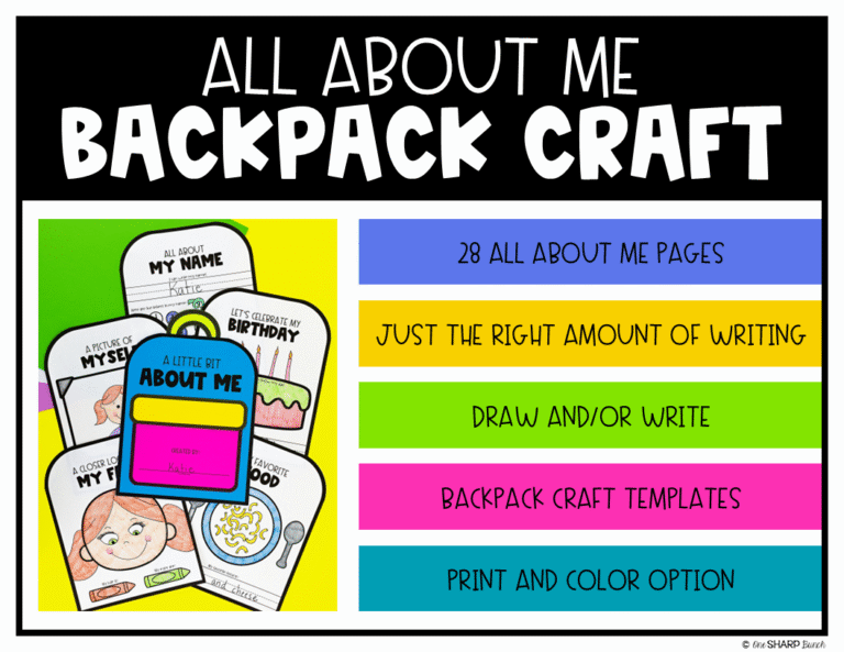 All About Me Back to School Backpack Craft and Writing Activities ...