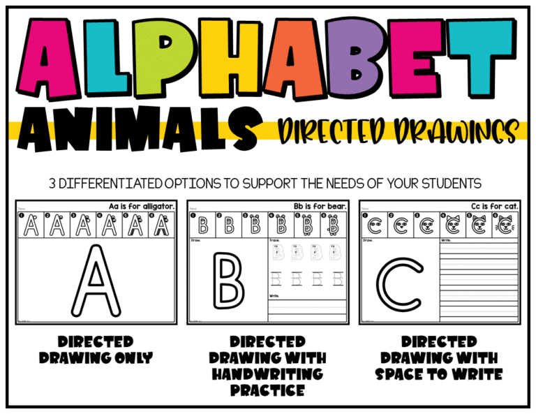 Alphabet Animal Directed Drawing Activities for Beginning Sounds and ...