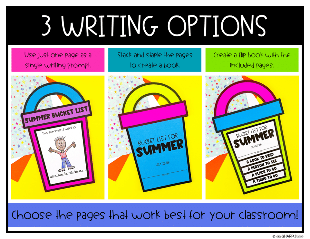 End of the Year Summer Bucket List Craft & Writing Activities - One ...