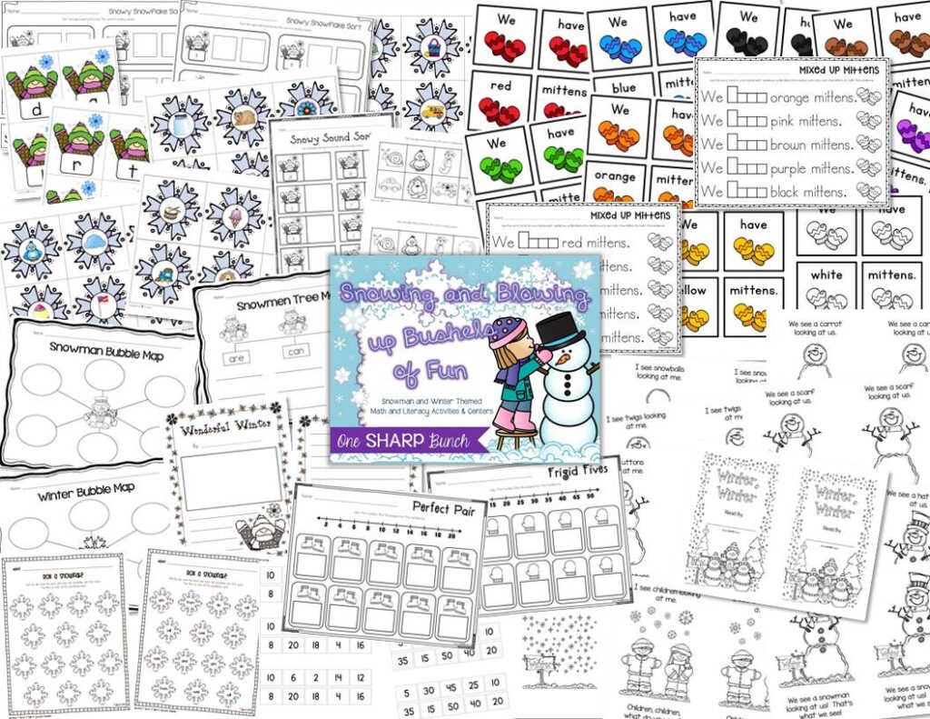 Winter Activities for Math and Literacy Centers - One Sharp Bunch