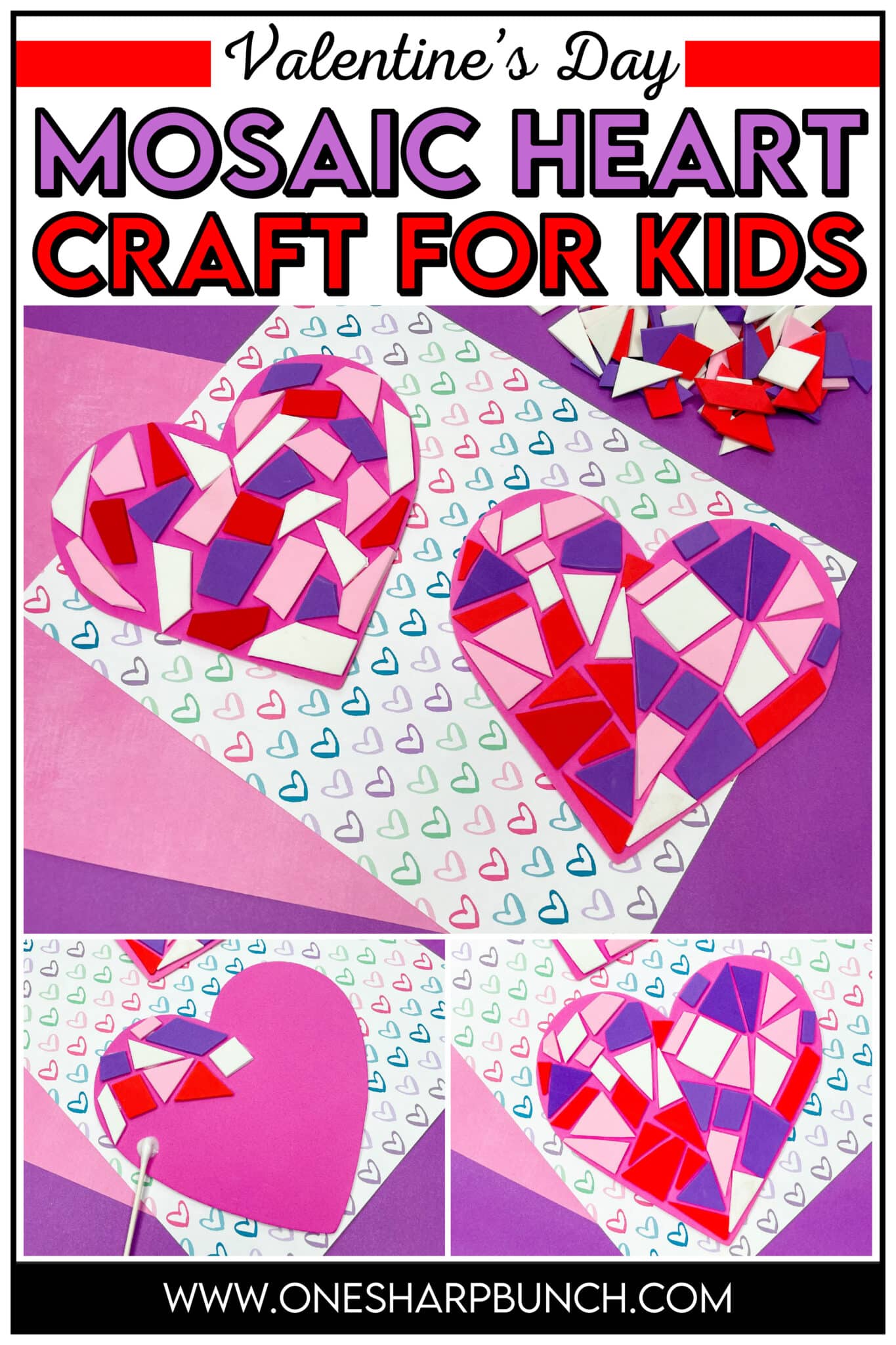 Valentine’s Mosaic Heart Craft for Kids - One Sharp Bunch