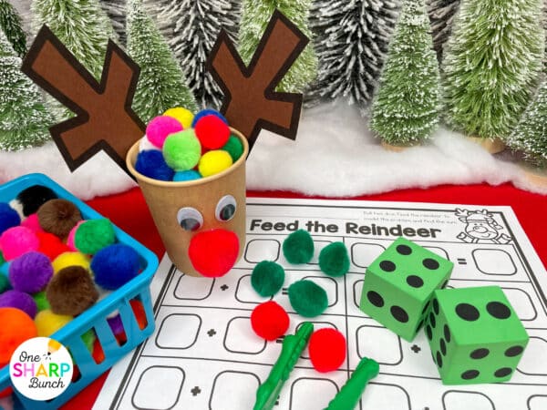 Feed the Reindeer Math Games for Centers - One Sharp Bunch