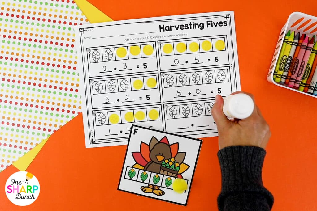 Thanksgiving Centers for Kindergarten and First Grade - One Sharp Bunch