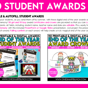 End of Year Digital Activities, Awards, Memory Book, & Theme Days - One ...