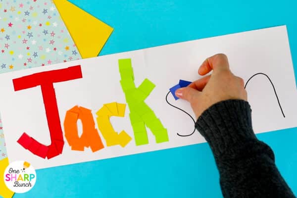 Simple Rainbow Mosaic Name Craft - One Sharp Bunch