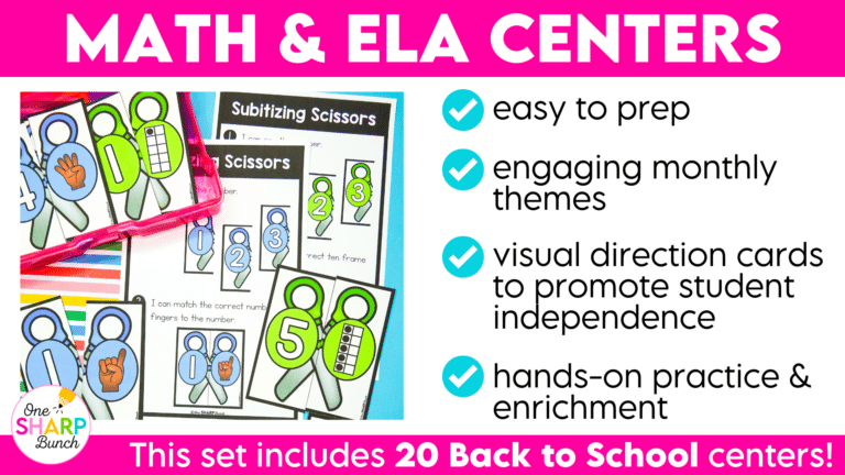 20 Literacy & Math Back to School Centers or Morning Work Tubs - One ...