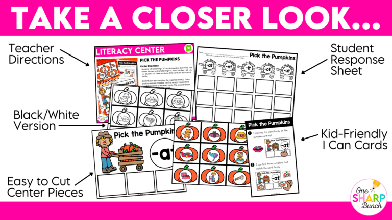 20 Math and Literacy October Kindergarten Centers or Morning Work Tubs ...