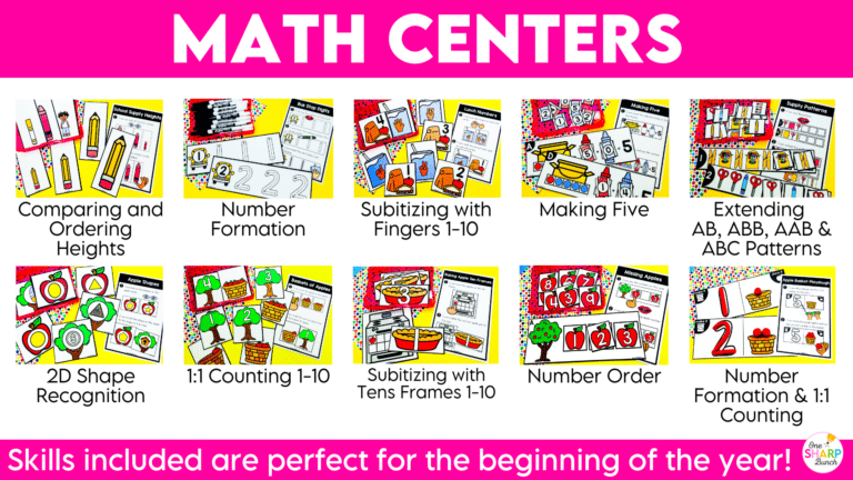 20 Math and Literacy September Kindergarten Centers or Morning Work ...