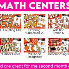 20 Math and Literacy October Kindergarten Centers or Morning Work Tubs ...
