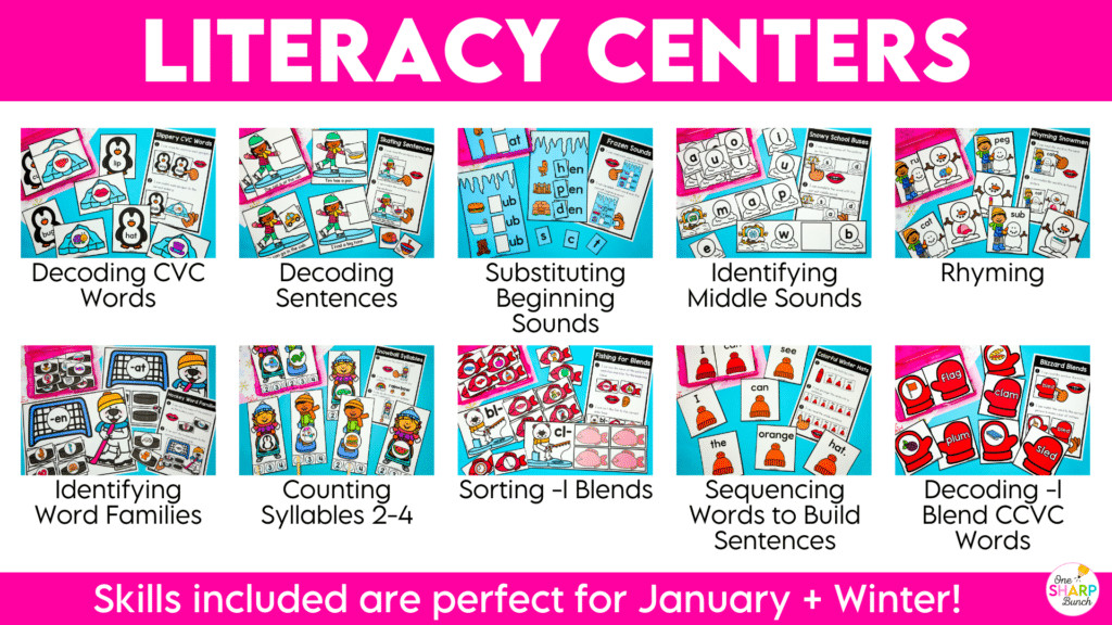 20 Math and Literacy January Kindergarten Centers or Morning Work Tubs ...