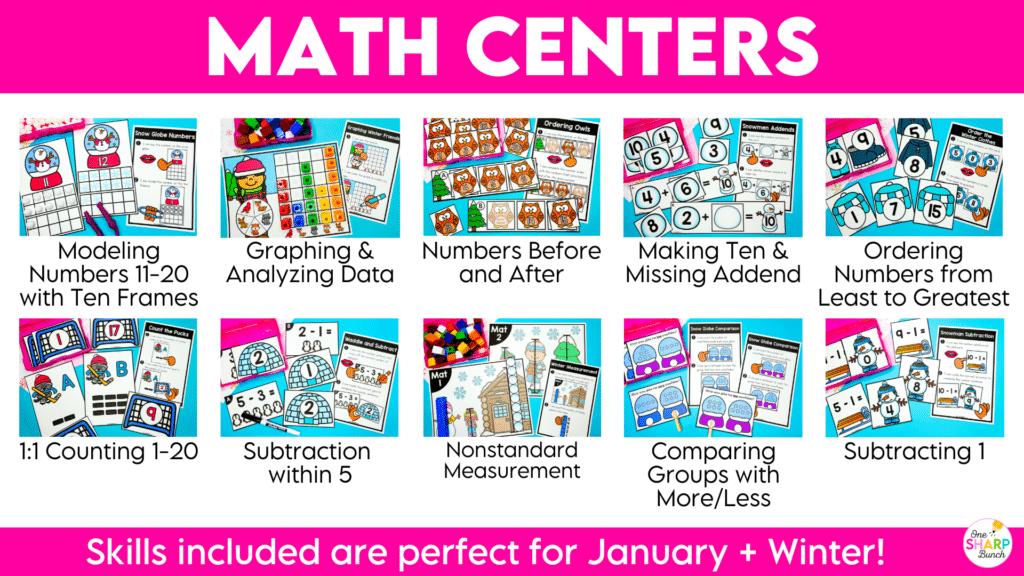 20 Math and Literacy January Kindergarten Centers or Morning Work Tubs ...
