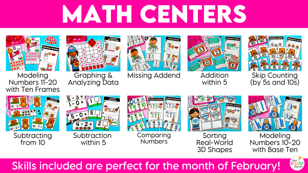 20 Math and Literacy February Kindergarten Centers or Morning Work Tubs ...