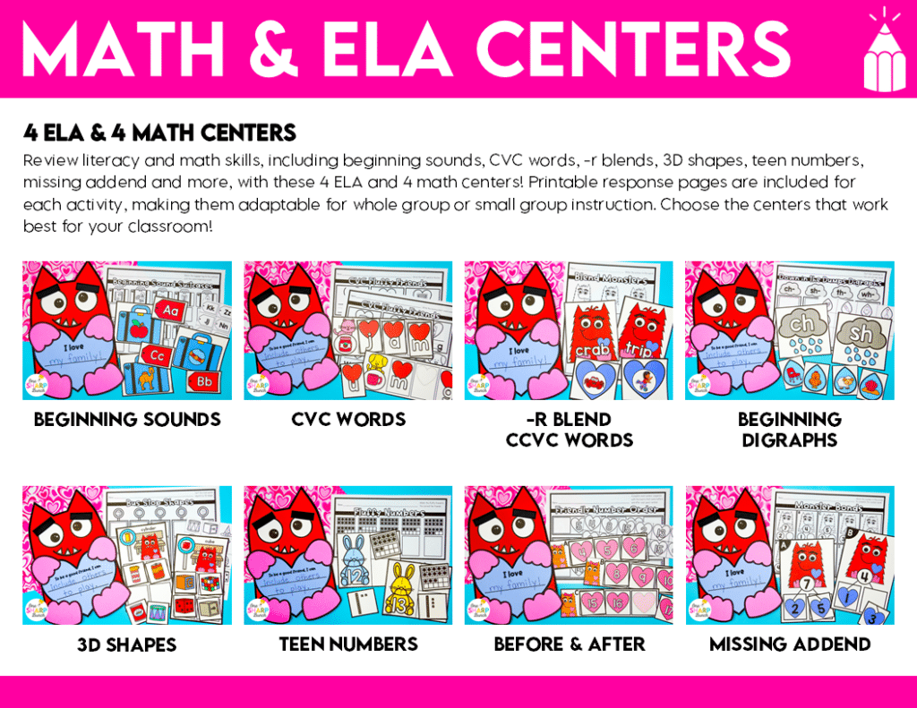 Love Monster Craft and Activities - Valentine's Day Centers - One Sharp ...