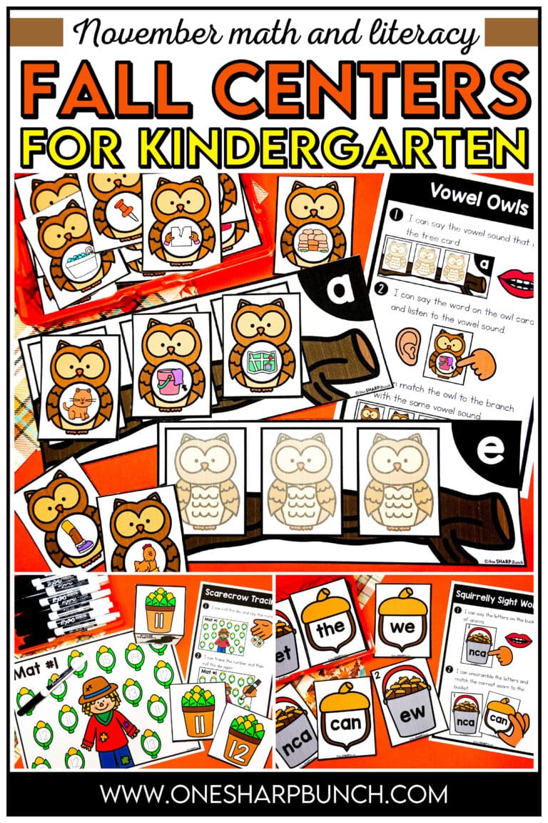 20 Fun & Engaging November Centers for Kindergarten - One Sharp Bunch