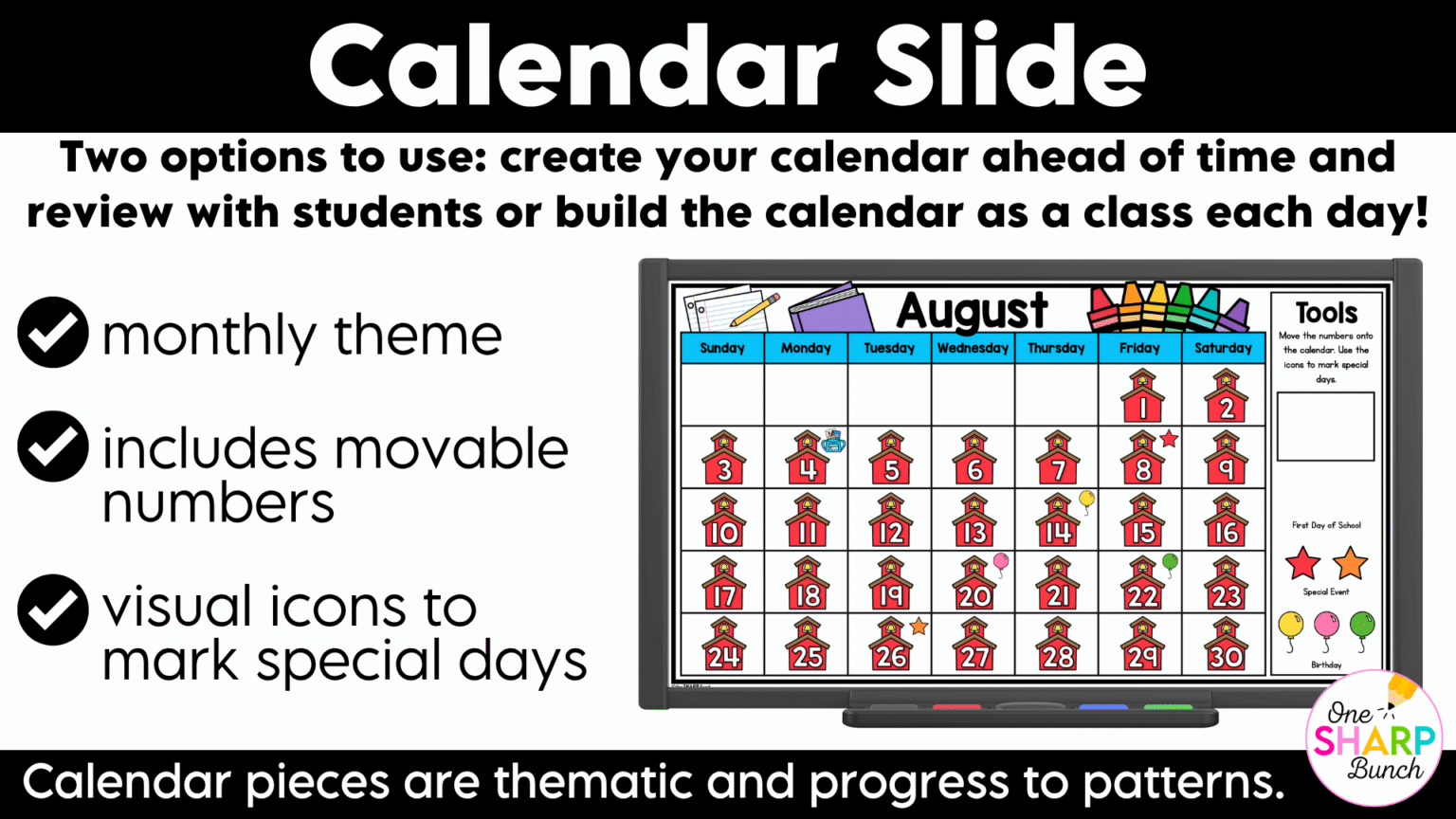 Daily Calendar Slides for August - Editable Digital Calendar Slides ...