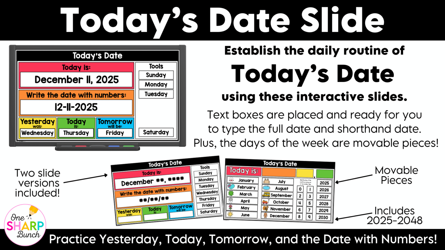 Daily Calendar Slides for December - Editable Digital Calendar Slides ...