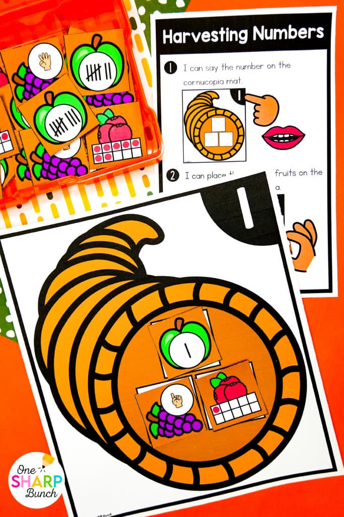 12 Math & Literacy Thanksgiving Centers for Kindergarten - One Sharp Bunch