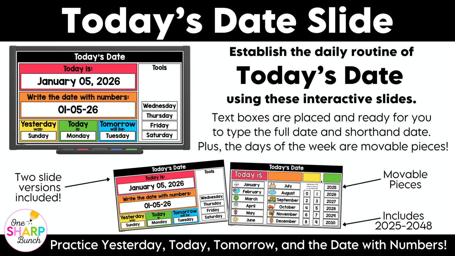 Daily Calendar Slides for January - Editable Digital Calendar Slides ...