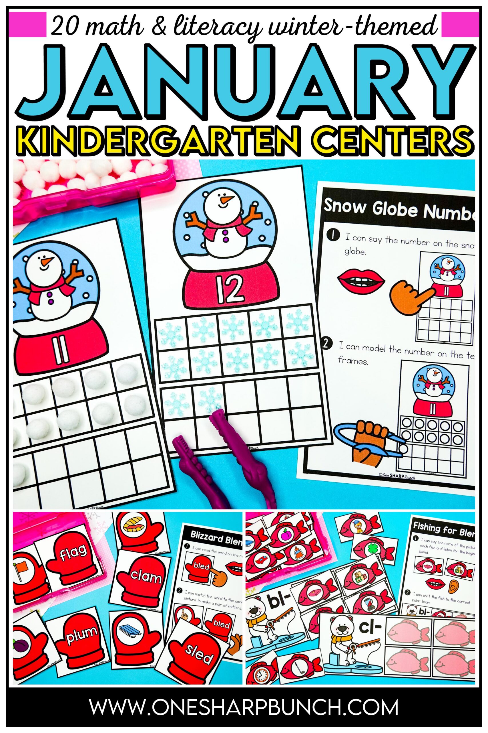 20 Winter-Themed Math and Literacy January Centers for Kindergarten ...