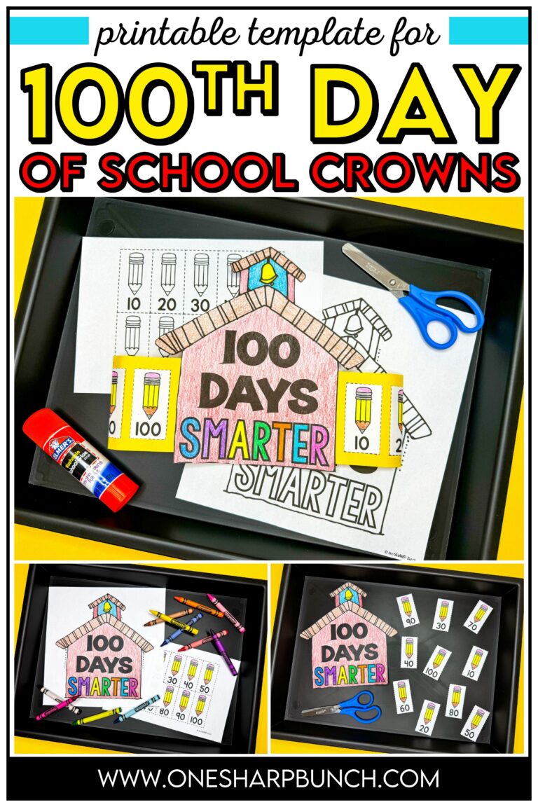 Simple 100th Day of School Crown Printable Template - One Sharp Bunch