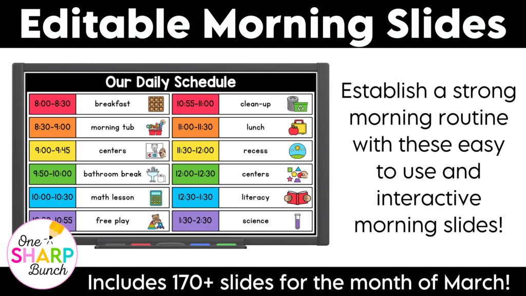 Daily March Calendar Slides for Morning Meeting Editable Digital ...